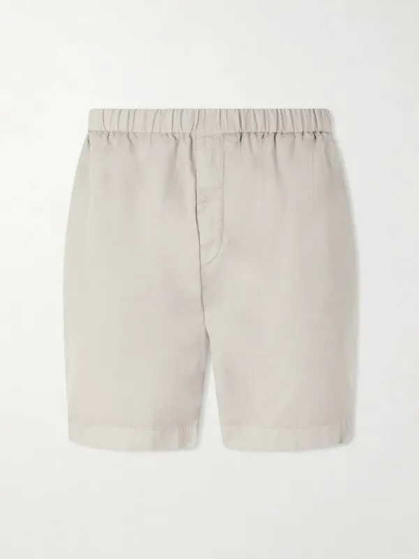 Boglioli Straight-leg Cotton-blend Twill Shorts - Neutrals