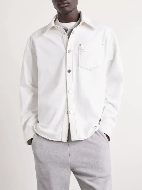 AMI Paris Logo-embroidered Denim Overshirt