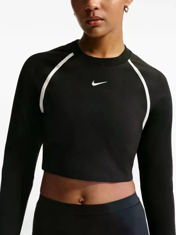 Nike Long Sleeve Logo Print Cropped T-shirt