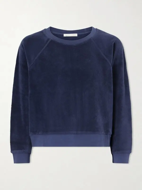 Suzie Kondi Cropped Cotton-blend Terry Sweater - Blue