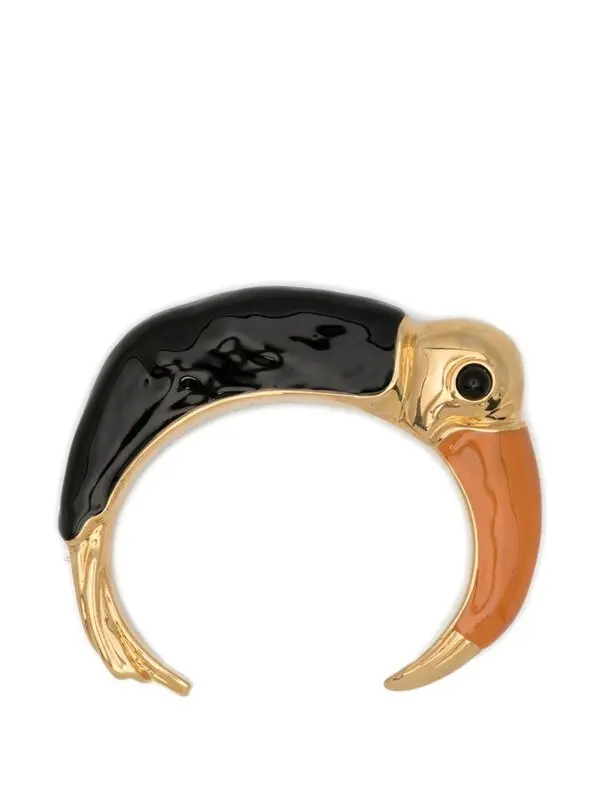 Chloé Gold Tone Toucan Motif Bracelet - Black