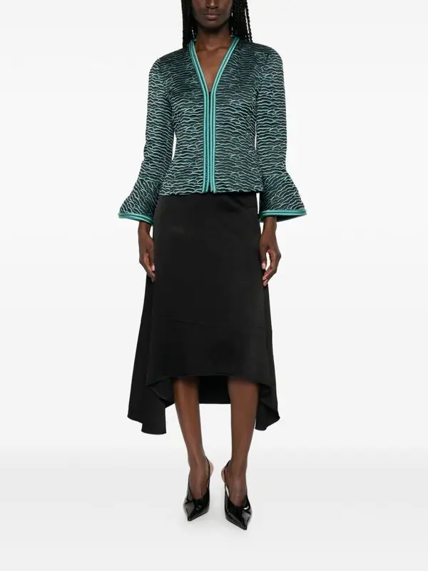 Emporio Armani Textured Ruffled Sleeve Zip-up Jacket