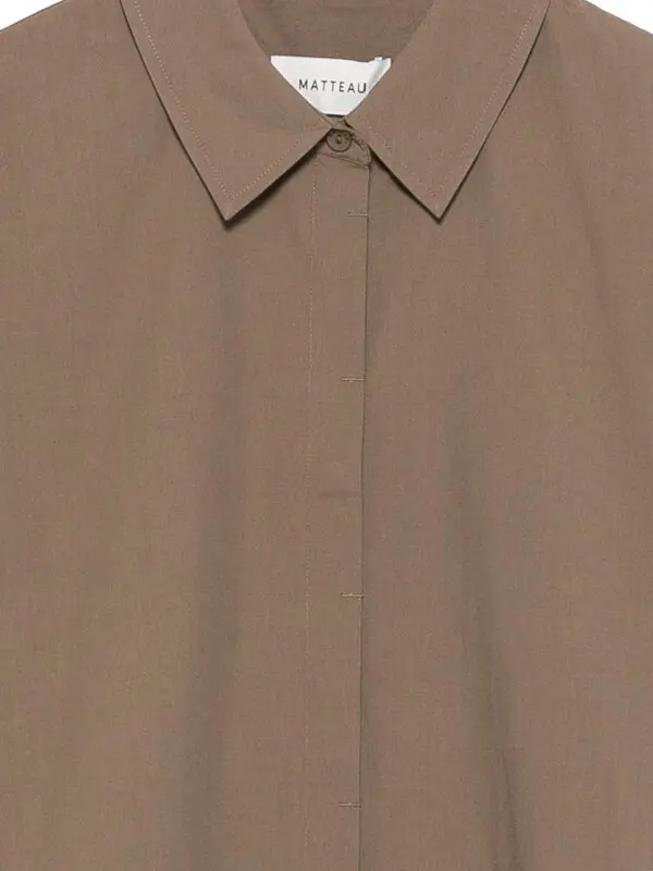 Matteau Cap Sleeve Cotton Shirt With Classic Collar - Brown