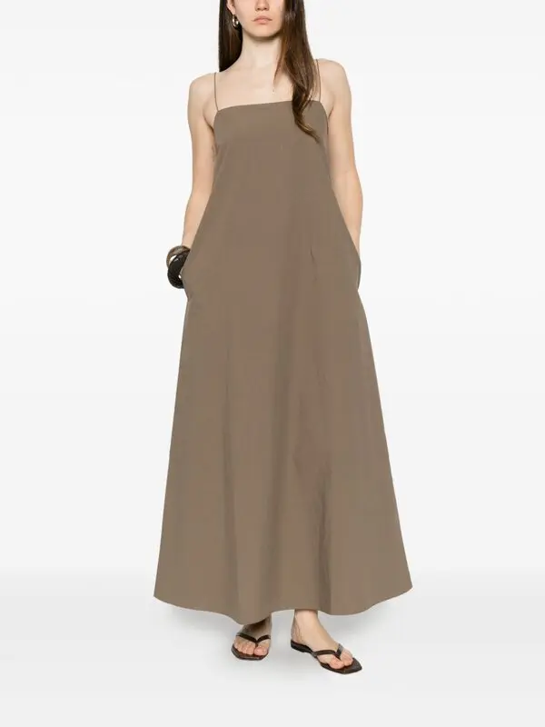 Matteau Cotton Square Neck Maxi Dress - Brown