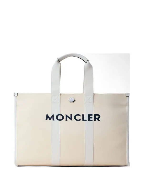 Moncler Logo Canvas Tote Bag - White
