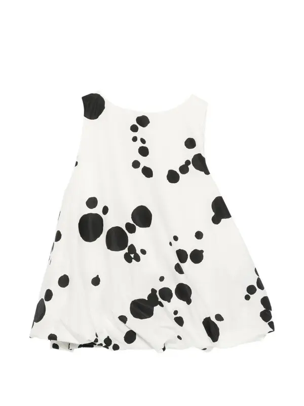 Apuntob Sleeveless Printed Cotton Blouse With Bubble Hem - Black
