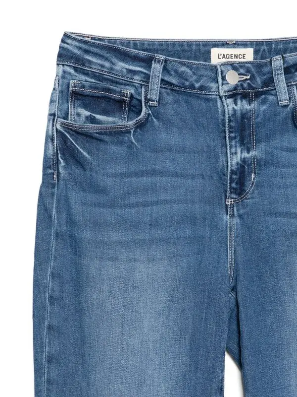 L'Agence Cropped Jeans With Raw Edge Hem And Whiskering