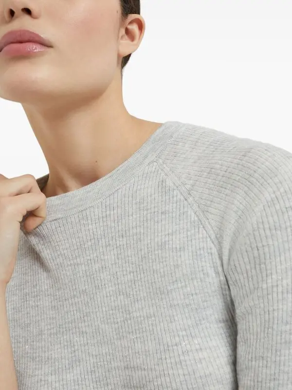 Brunello Cucinelli Ribbed Cashmere Blend Sweater - Beige
