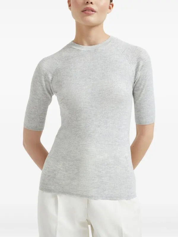 Brunello Cucinelli Ribbed Cashmere Blend Sweater - Beige