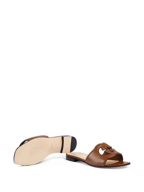 Gucci Cut Leather Flat Sandals