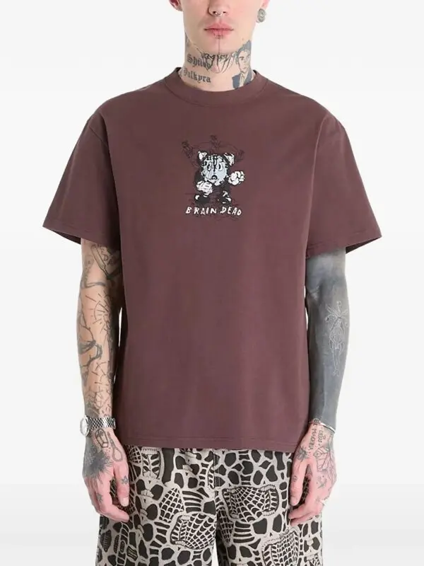 BRAIN DEAD Time Is Nigh T-shirt - Brown