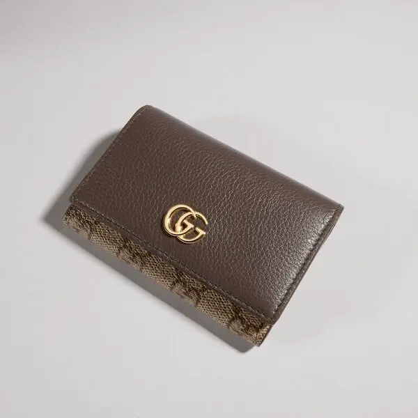 Gucci Bi-color Gg Marmont Card Case Leather