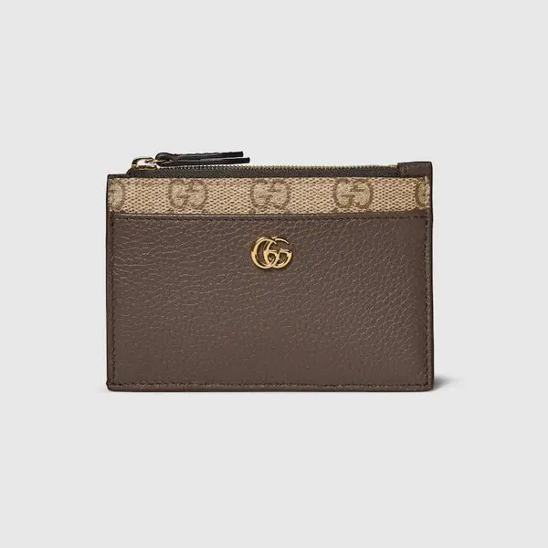 Gucci Bi-color Gg Marmont Zip Key Pouch Leather - Brown