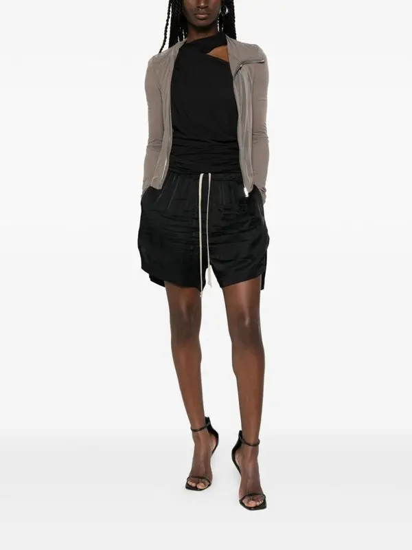Rick Owens Drawstring Shorts With Ruched Detailing And Side Slits