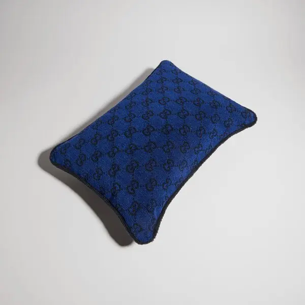 Gucci Gg Cotton Rectangular Cushion - Blue