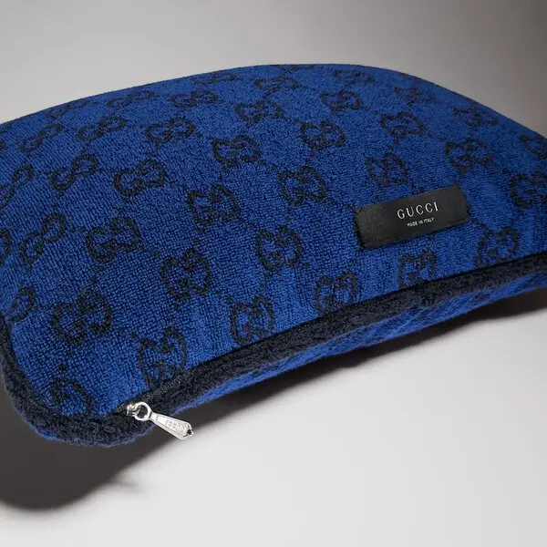 Gucci Gg Cotton Rectangular Cushion - Blue