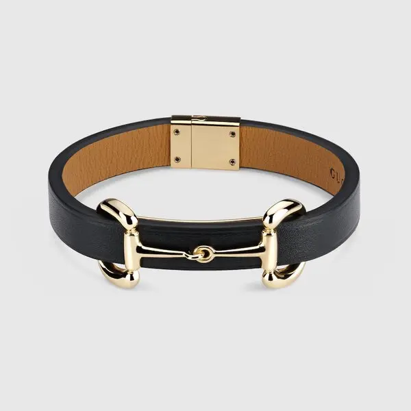 Gucci Leather Bracelet With Horsebit - Gold-toned Metal
