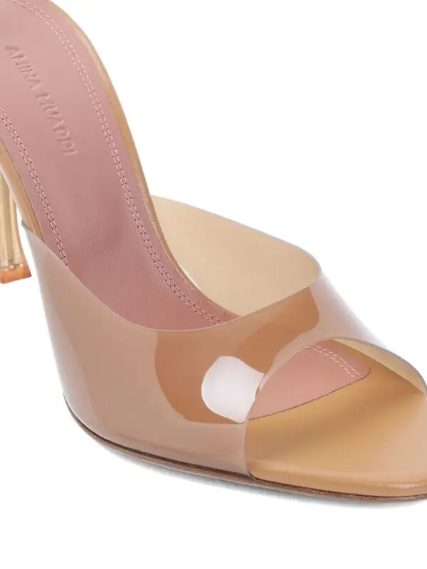 Amina Muaddi Alexa High Heel Mules - Beige
