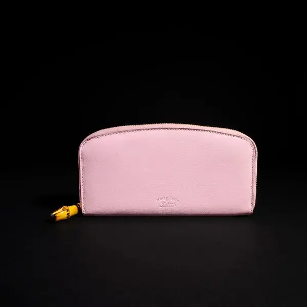 Gucci Zip Around Wallet With Bamboo Leather - Pink