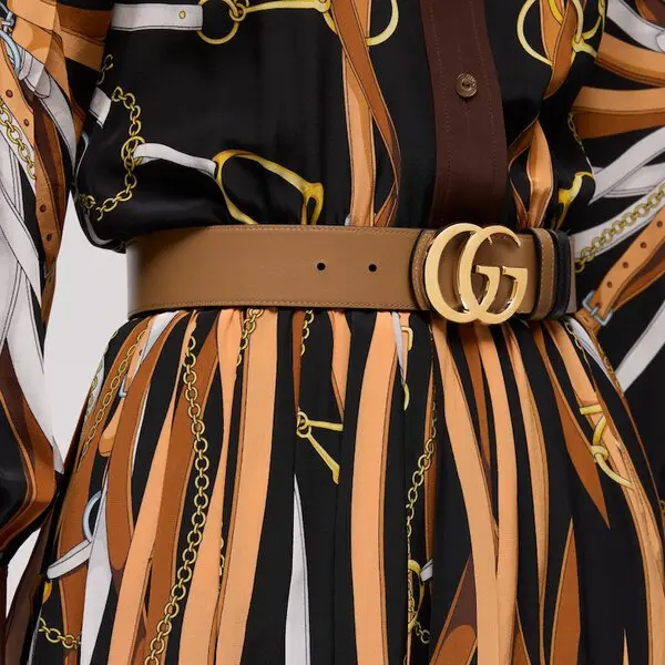 Gucci Reversible Gg Marmont Belt In Leather - Black