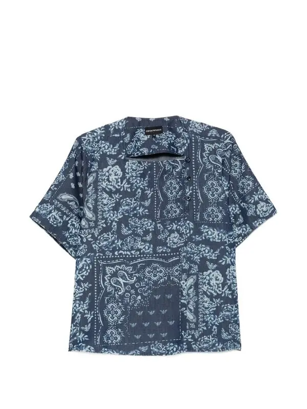 Emporio Armani Printed Square Neck T-shirt - Blue