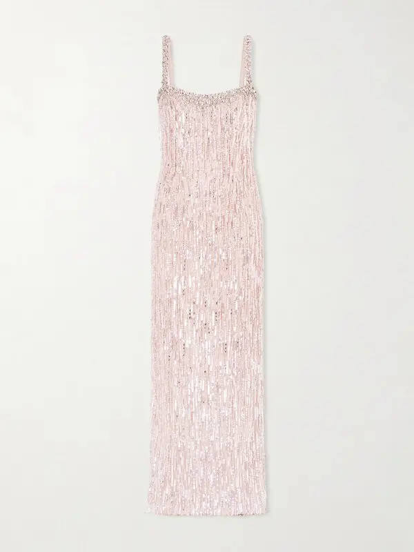 Jenny Packham Fleur Crystal-embellished Sequined Gown - Pink