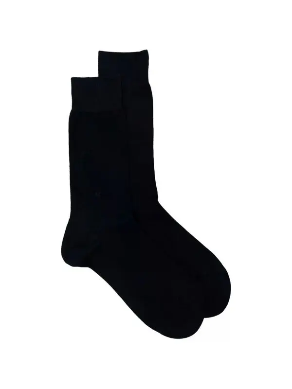 Zegna Mid-calf Socks With Embroidered Logo - Blue