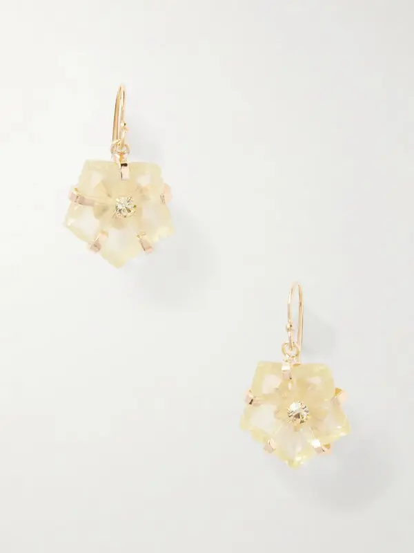 JENNIFER BEHR Lyanna Crystal-embellished Gold-tone Quartz Earrings - Yellow