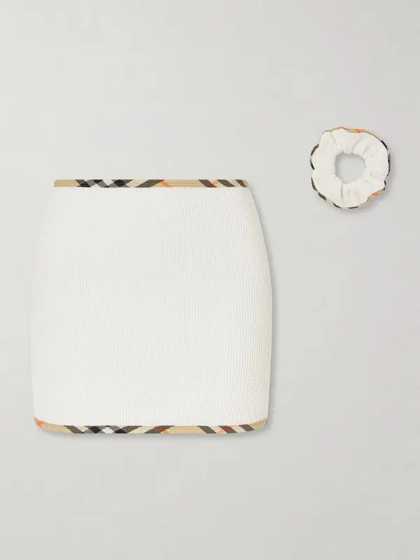 Burberry Devyn Checked Crinkle Cover-up - White