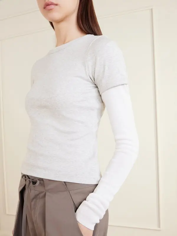FLORE FLORE Ribbed Organic Cotton T-shirt - Gray