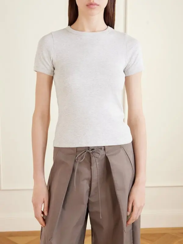 FLORE FLORE Ribbed Organic Cotton T-shirt - Gray