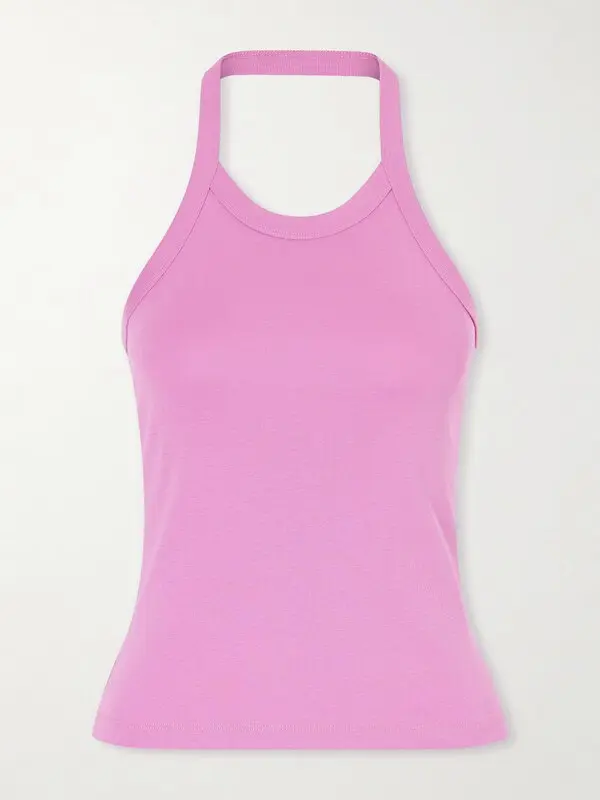 FLORE FLORE Angie Organic Cotton-jersey Halterneck Tank - Pink