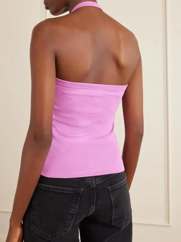 FLORE FLORE Angie Organic Cotton-jersey Halterneck Tank - Pink