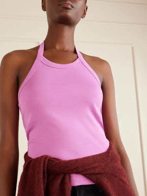 FLORE FLORE Angie Organic Cotton-jersey Halterneck Tank - Pink