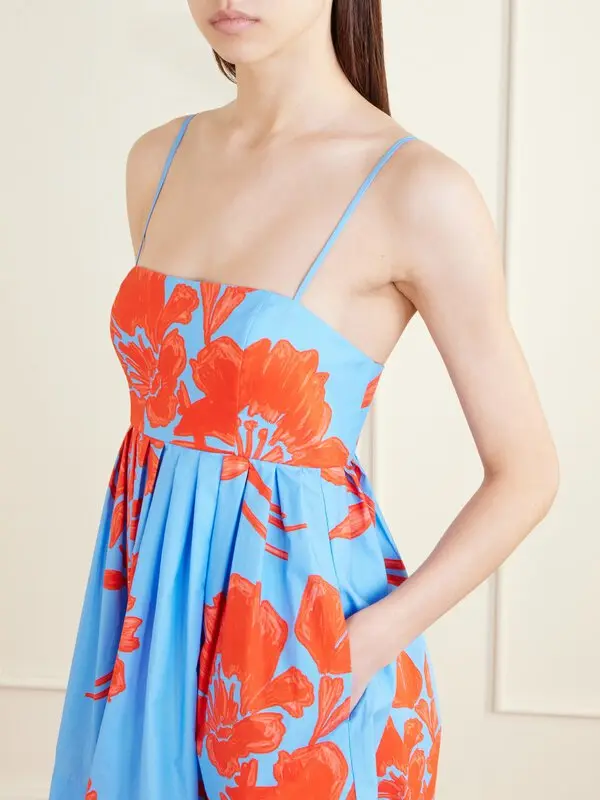 Cara Cara Leo" Floral Print Cotton Poplin Midi Dress - Multi