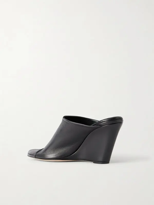 CHRISTEN 75 Stretch Leather Wedge Mules