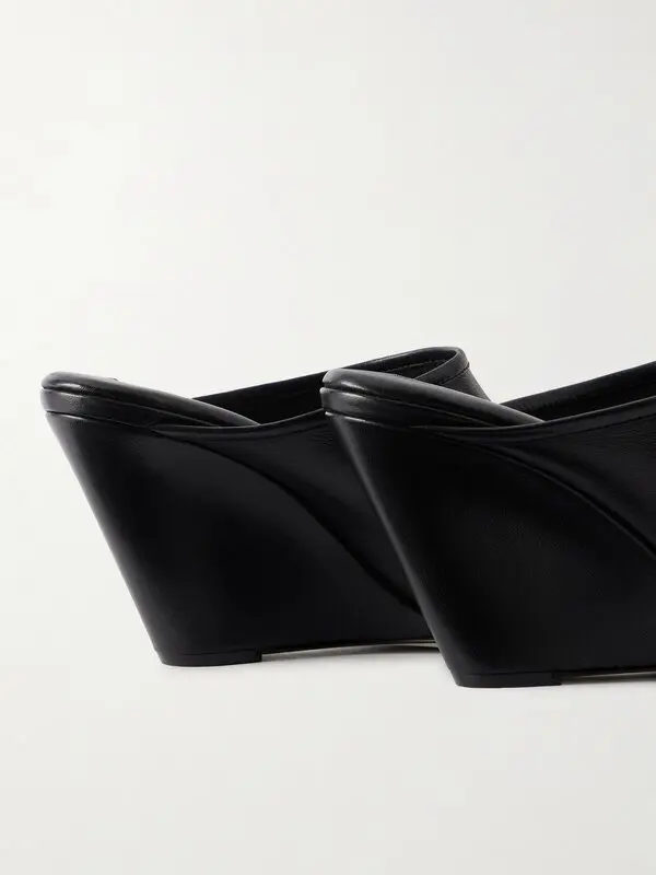 CHRISTEN 75 Stretch Leather Wedge Mules