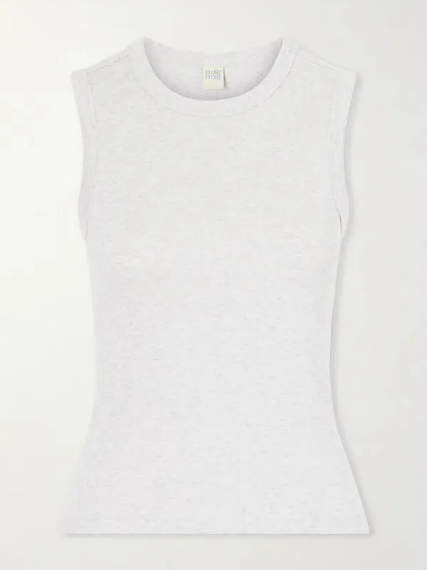 FLORE FLORE Esmé" Ribbed Organic Cotton-jersey Tank - Gray