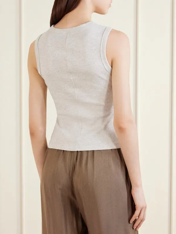FLORE FLORE Esmé" Ribbed Organic Cotton-jersey Tank - Gray