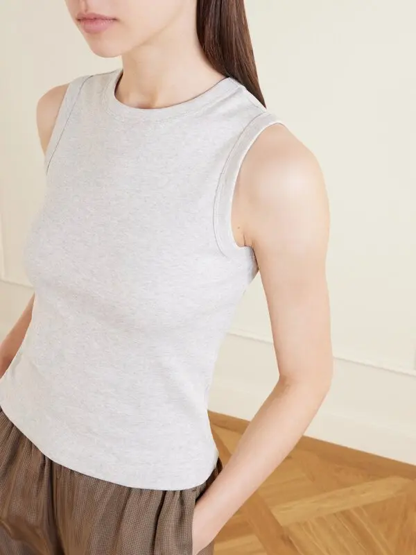 FLORE FLORE Esmé" Ribbed Organic Cotton-jersey Tank - Gray