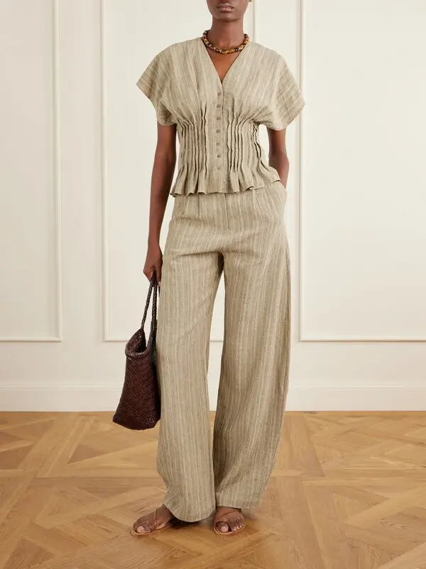 CORTANA Camila Gathered Linen Shirt