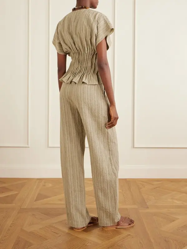 CORTANA Camila Gathered Linen Shirt