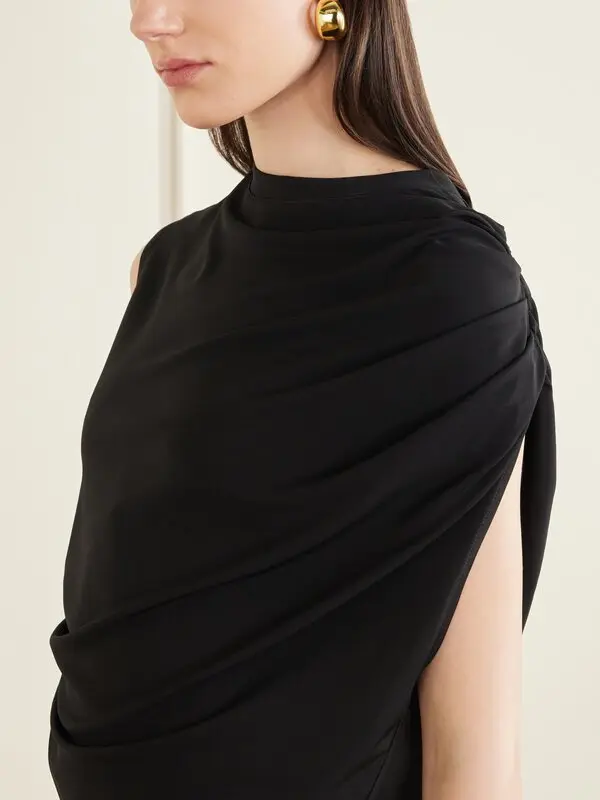Cult Gaia Celene Cropped Ruched Crepe Top - Black
