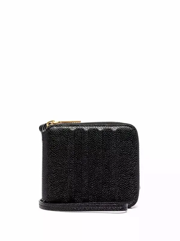 Thom Browne 4-bar Debossed Compact Wallet - Black