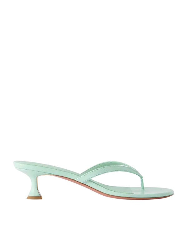 Amina Muaddi Juliette 45 Leather Thong Sandals - Green