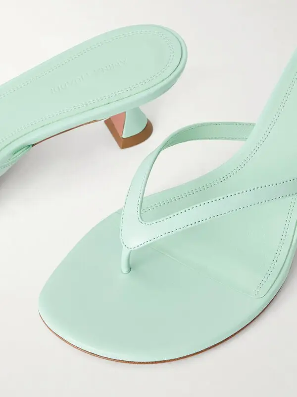 Amina Muaddi Juliette 45 Leather Thong Sandals - Green
