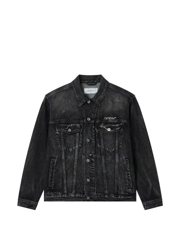Off-White Arrows-print Washed Denim Jacket - Black