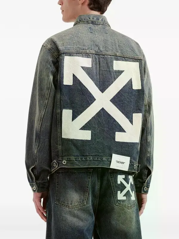 Off-White Arrows-print Washed Denim Jacket