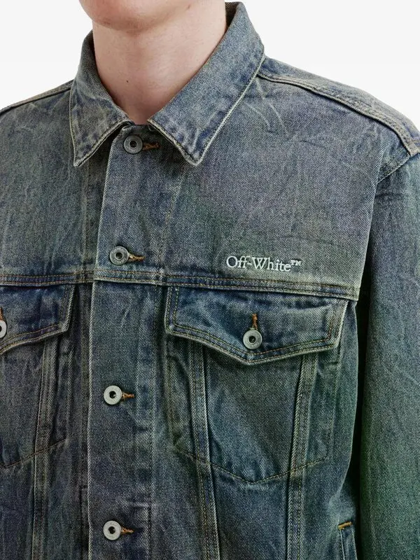 Off-White Arrows-print Washed Denim Jacket