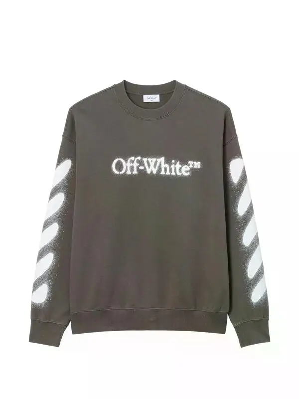 Off-White Diag-stripe Logo-print Sweatshirt - Grey